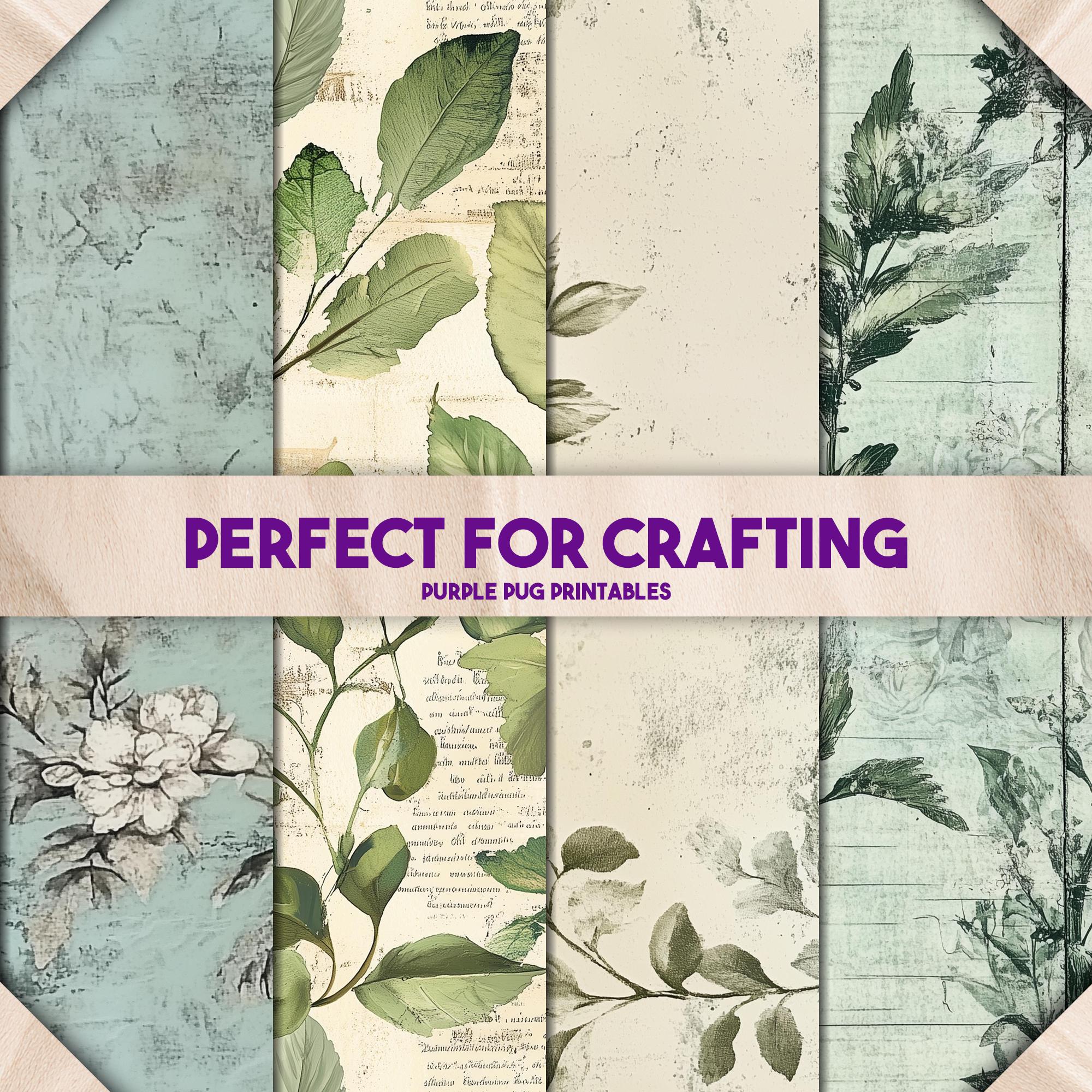 Sage Garden Journal - Vintage Sage Green Junk Journal Paper, Botanical ...
