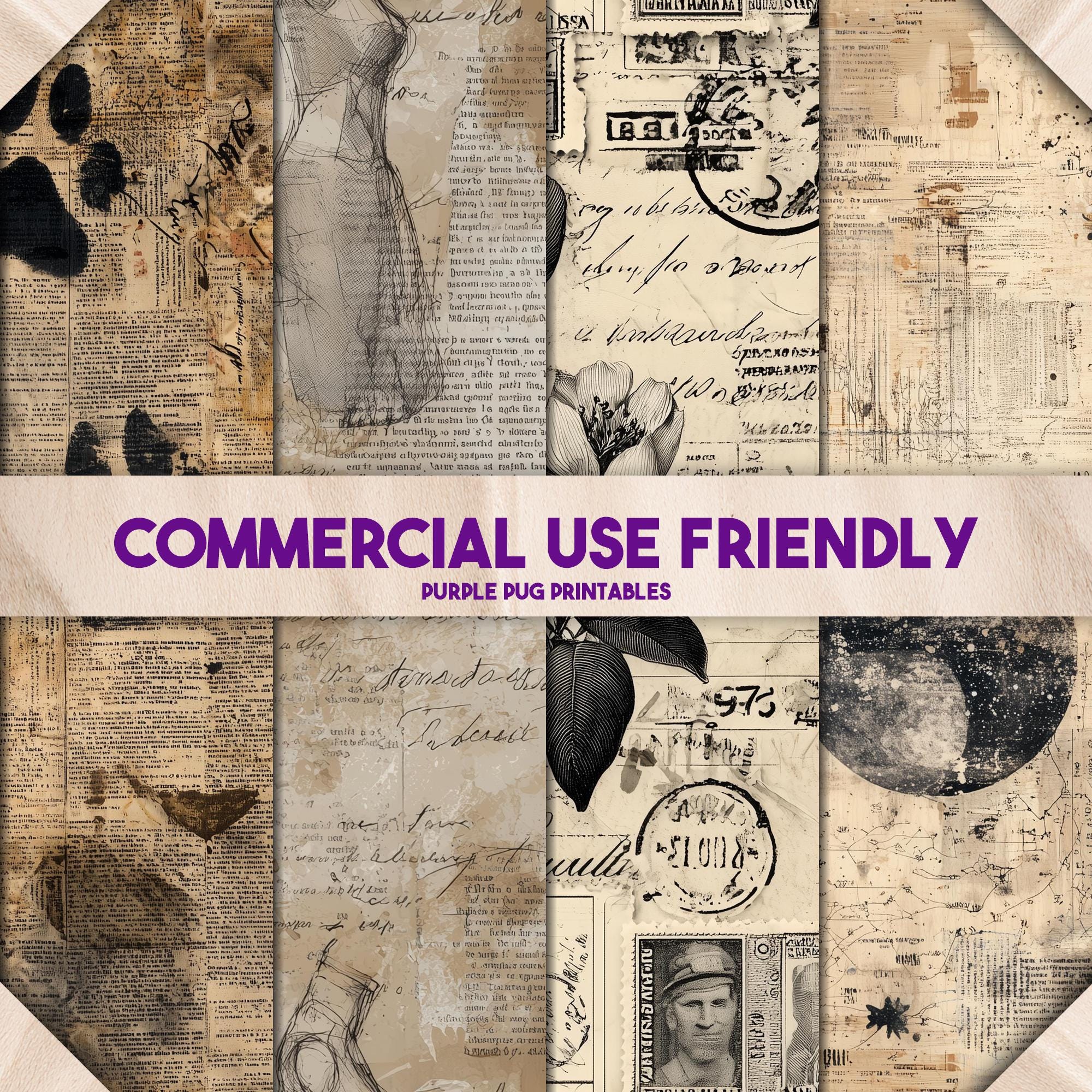 Newsprint Ephemera – Seamless Vintage Collage Digital Paper, Grunge ...