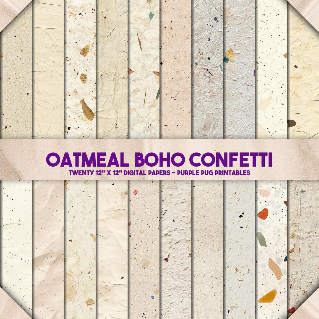 Oatmeal Boho Confetti - Boho Textured Digital Paper, Beige Handmade ...