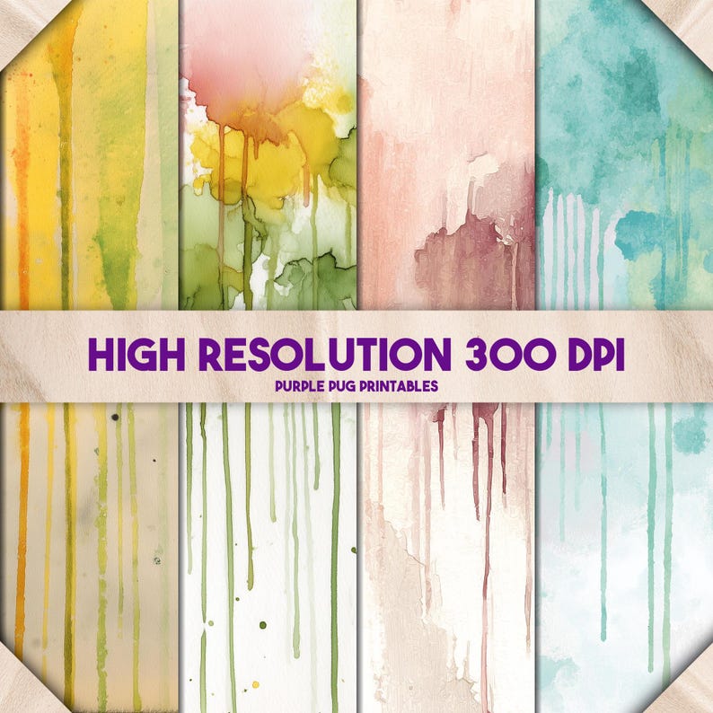 Watercolour Drips - Dripping Watercolor Digital Paper Pack, Abstract ...