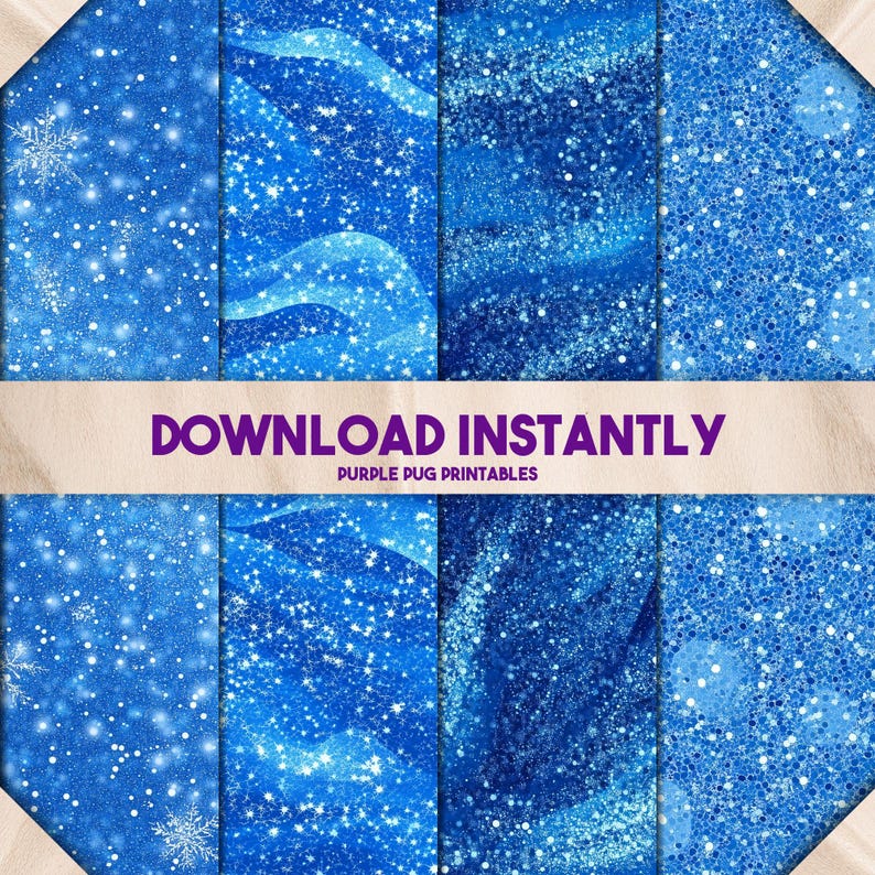 Blue Glitter Papers - Blue Digital Paper, Seamless Junk Journal ...