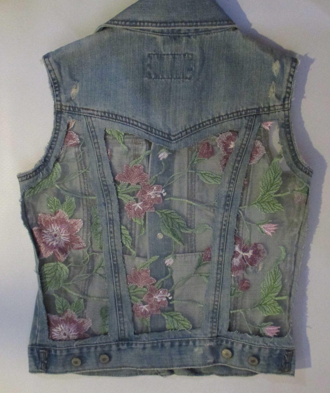 One of a Kind Upcycled Denim Vest Thrifted From Aeropostale Vintage ...