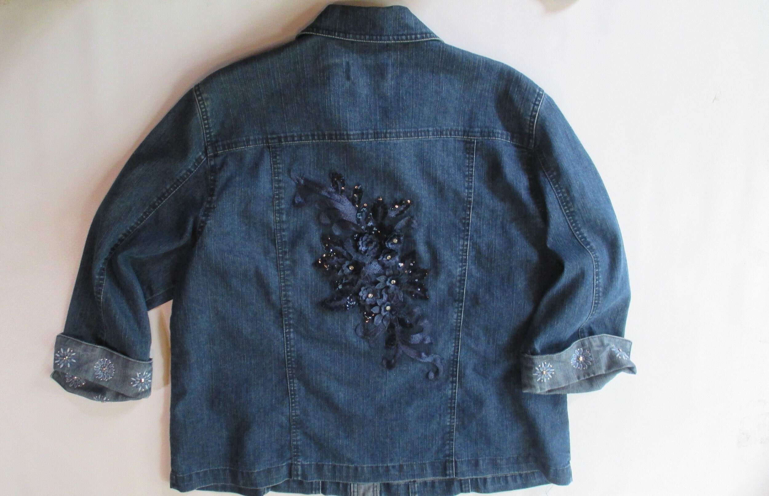One of a Kind Upcycled Denim Shirt Jacket by KC Designs With ...