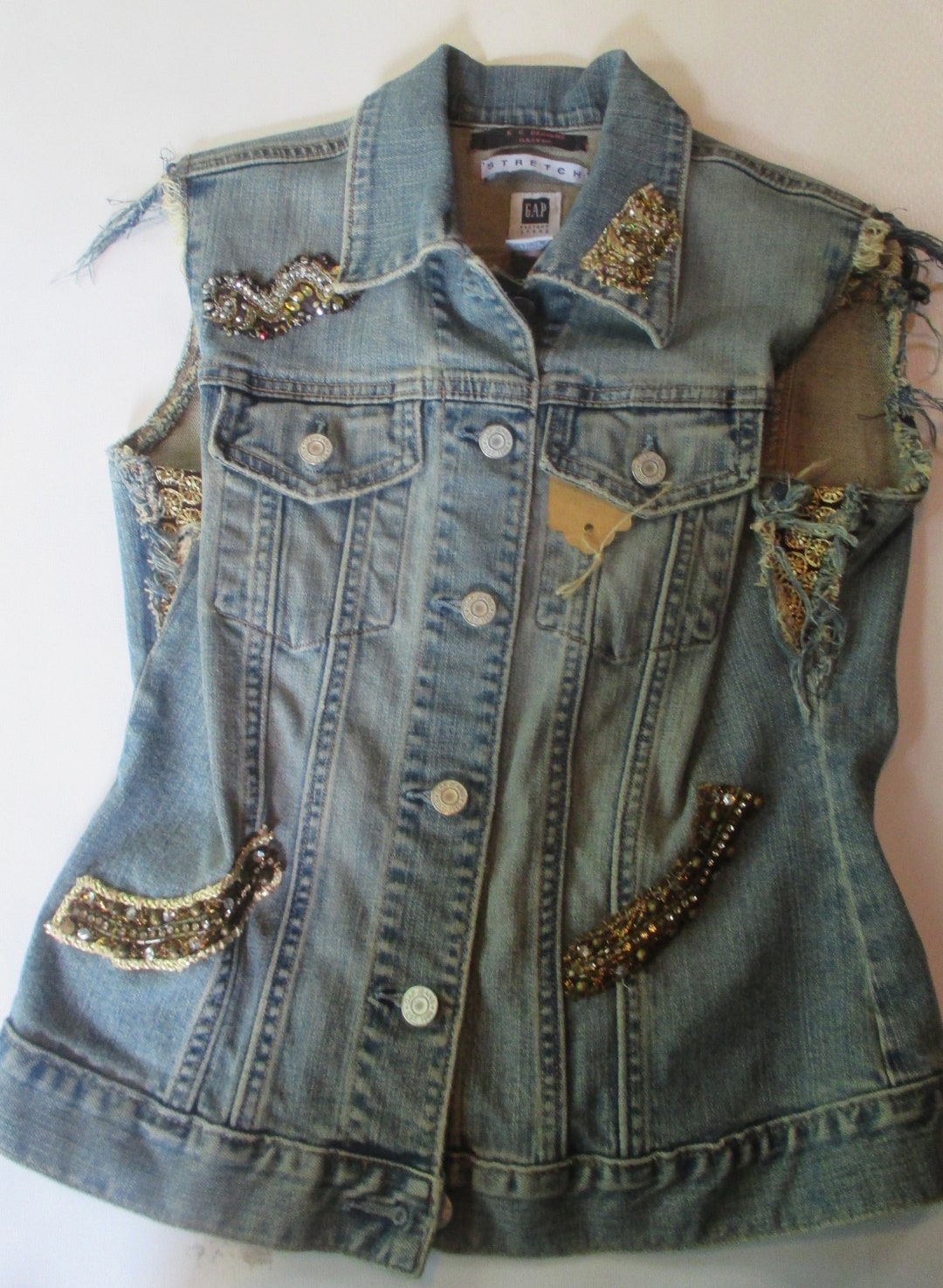 One of a Kind Upcycled Denim Vest Embellishment Wall Hanging - Etsy