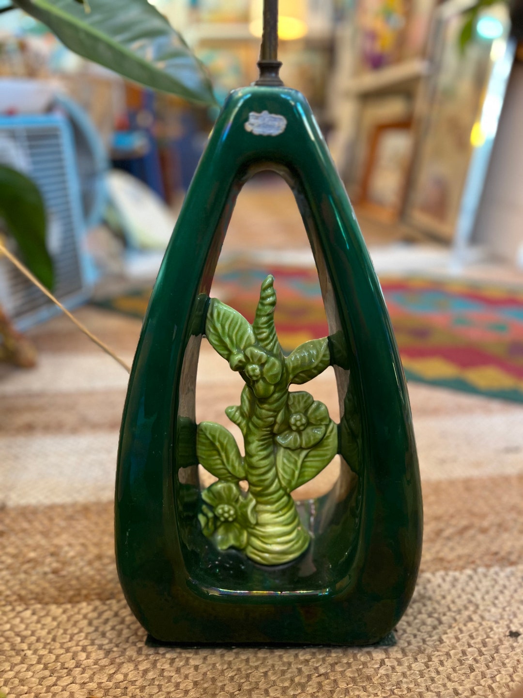 Royal Hagar MCM Green Glazed Ceramic Table Lamp - Etsy