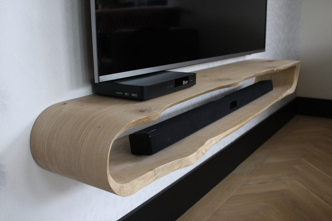Curved TV Cabinet Rustic Oak, 130cm Long, With Back Wall - Etsy