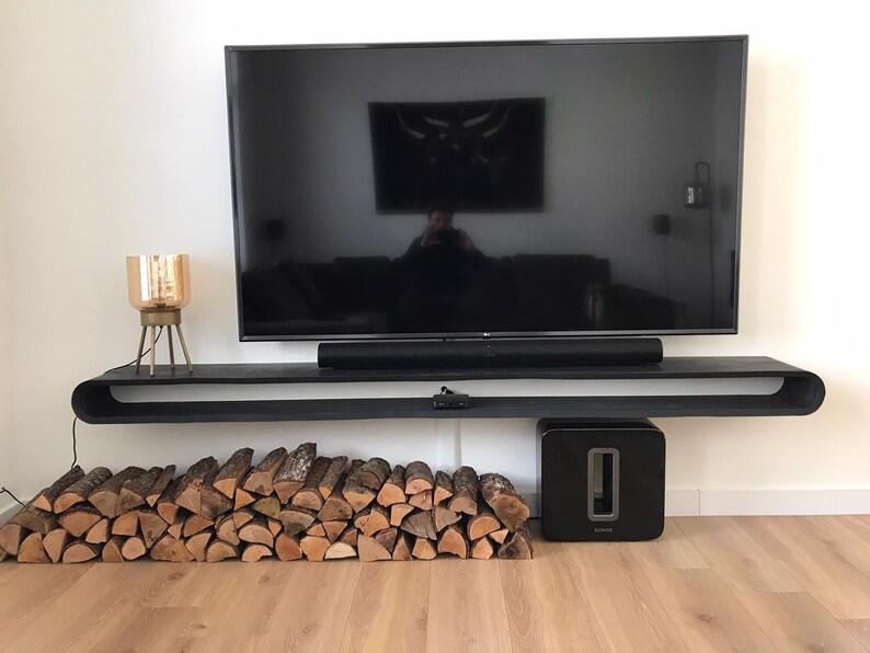Curved TV Unit Rustic Oak, 150cm, 170 or 200cm Long, With Back Wall - Etsy