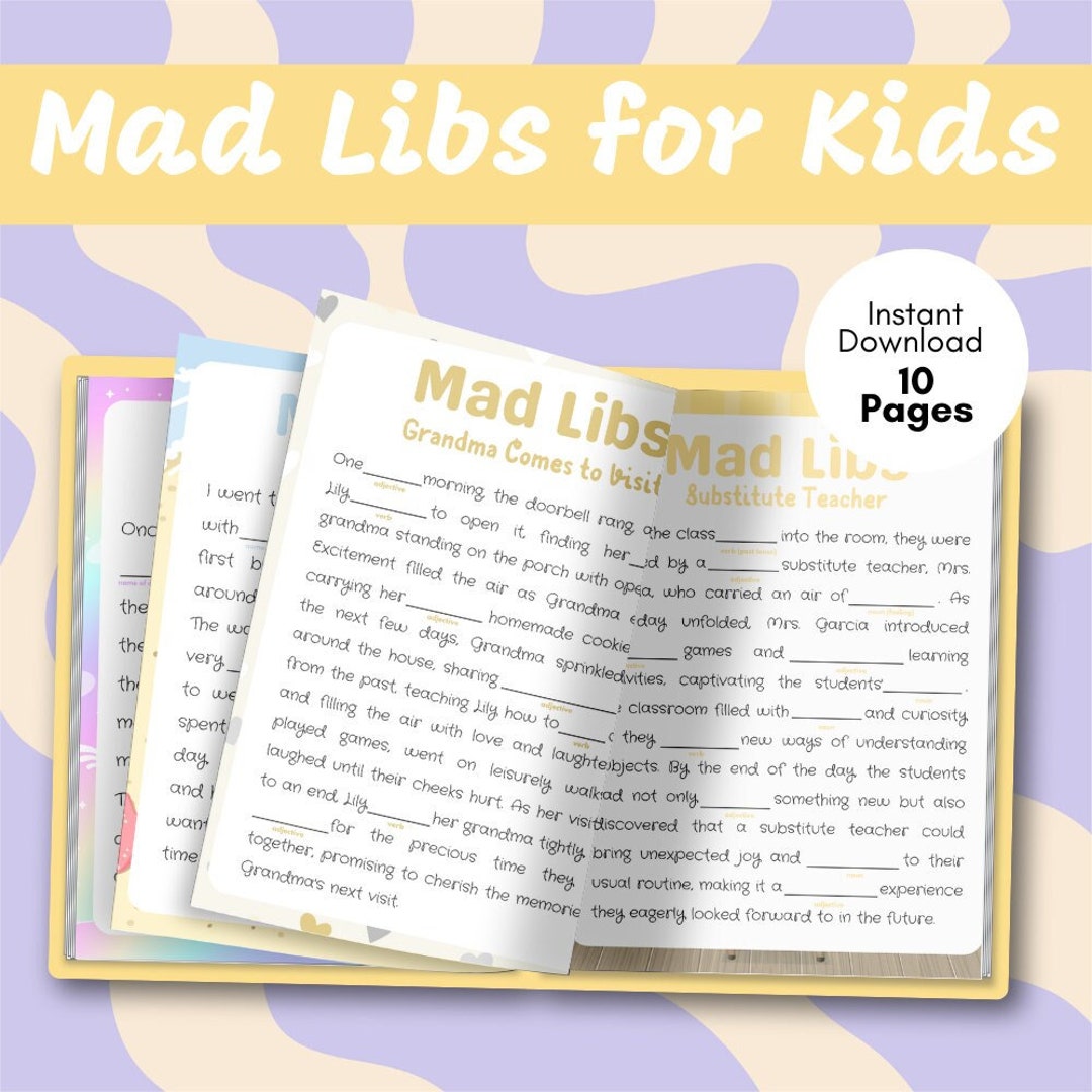 Mad Libs for Kids Elementary School Fun Writing Imagination Vocabulary ...