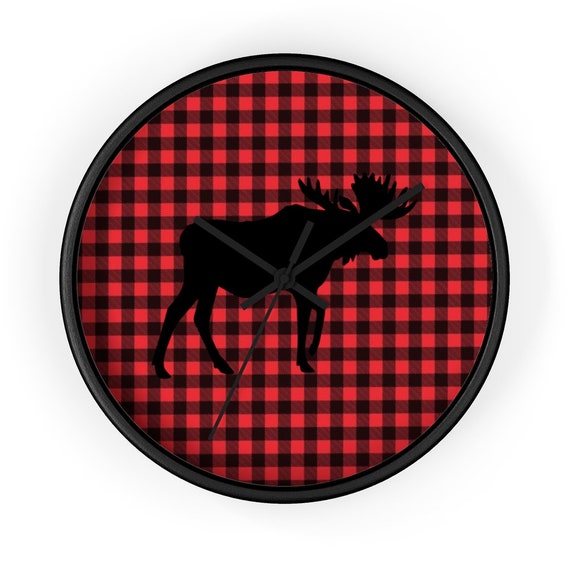 Home & Living 10 Inch Buffalo Plaid Country Cabin Style Bear Wall Clock ...