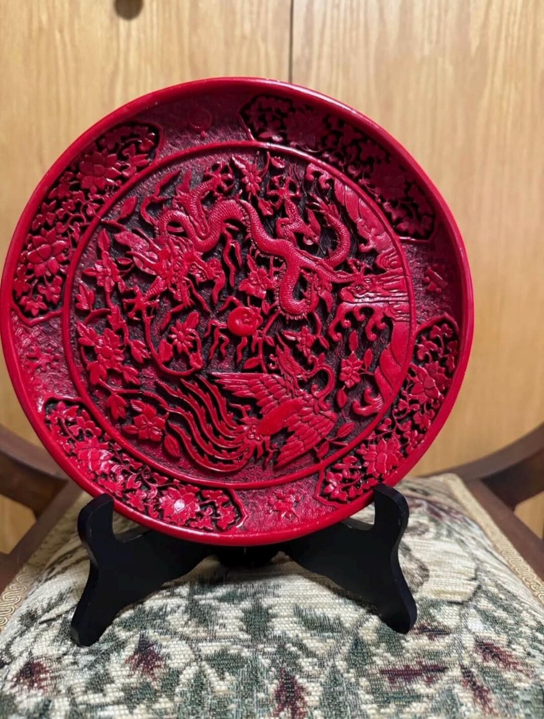 Antique Oriental Cinnabar Laquer Plate - Etsy
