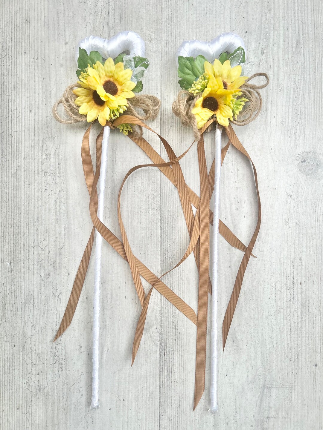 Heart Flower Girl Wand With Sunflowers Rustic Style Wand Wand for ...