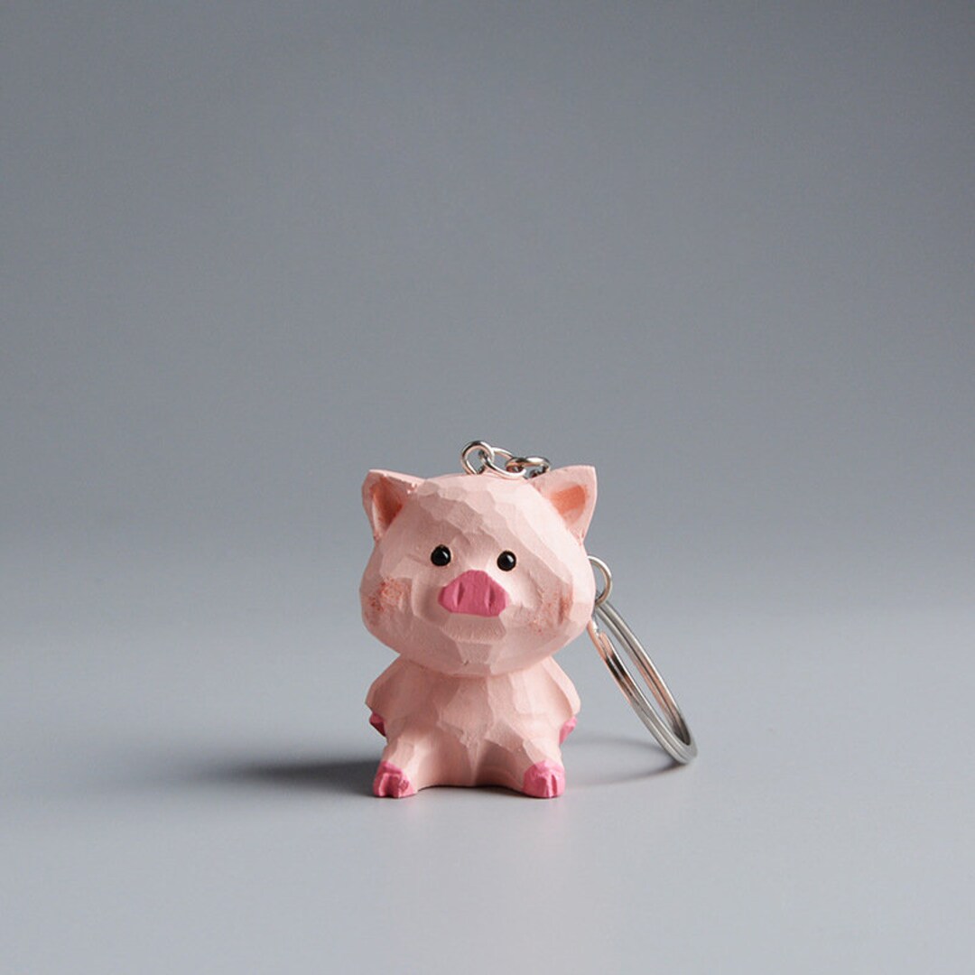 Pig Wooden Handmade Keychain Bag Pendant Mini Pig Wooden Mini Doll ...