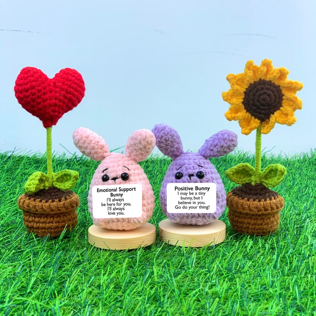 2PCS Adorable Crochet Bunny, Emotional Support Rabbit Gift Set, Knitted ...
