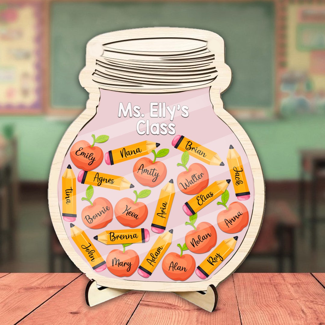 Custom Classroom Teacher Reward Jar, Apple Pencil Tokens Chore Chart ...