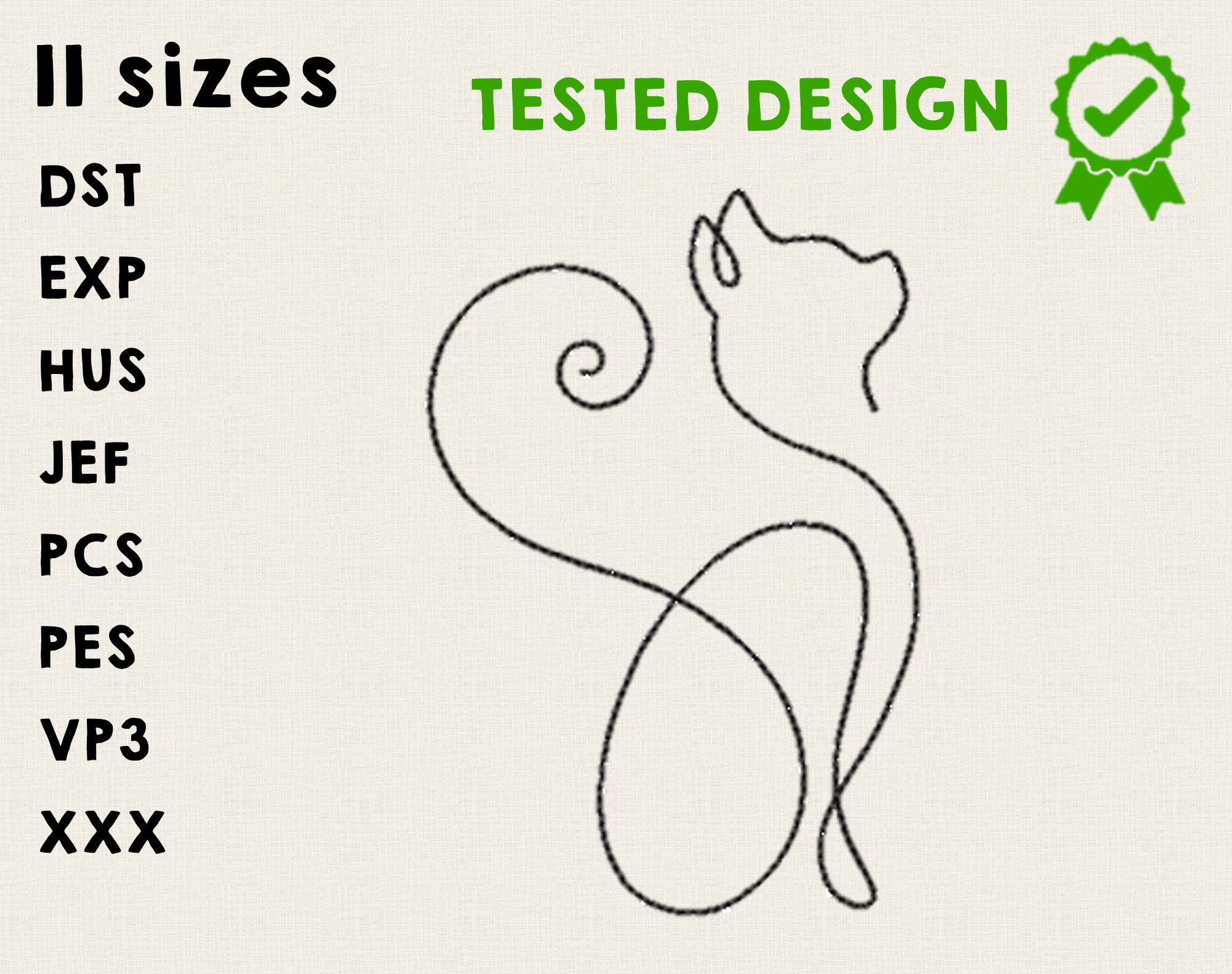 Cat Line Art Simple Single Color Mini Embroidery Design Machine Pattern ...