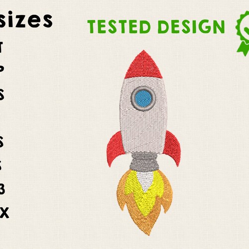 Rocket Embroidery Design. Rocket Mini. Machine Embroidery - Etsy