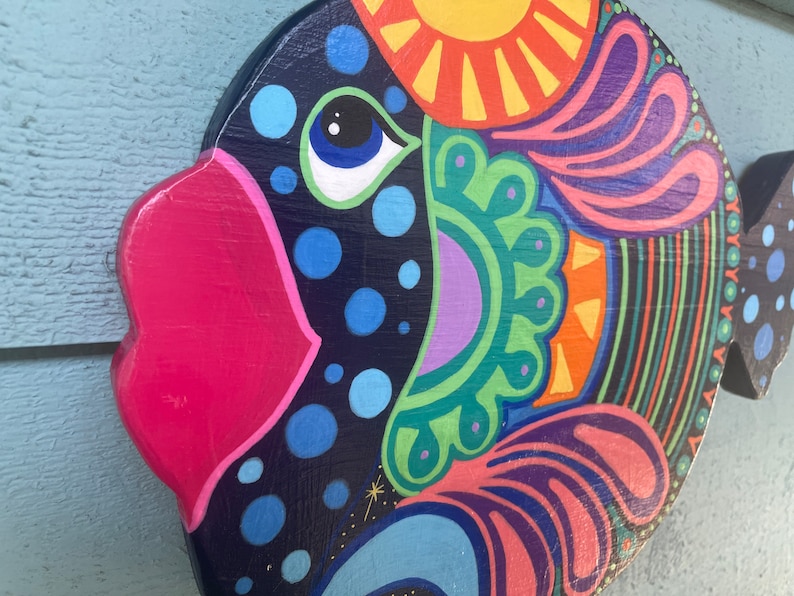 Wooden Painted Coastal Fish Art Wood Art Painted Fish - Etsy