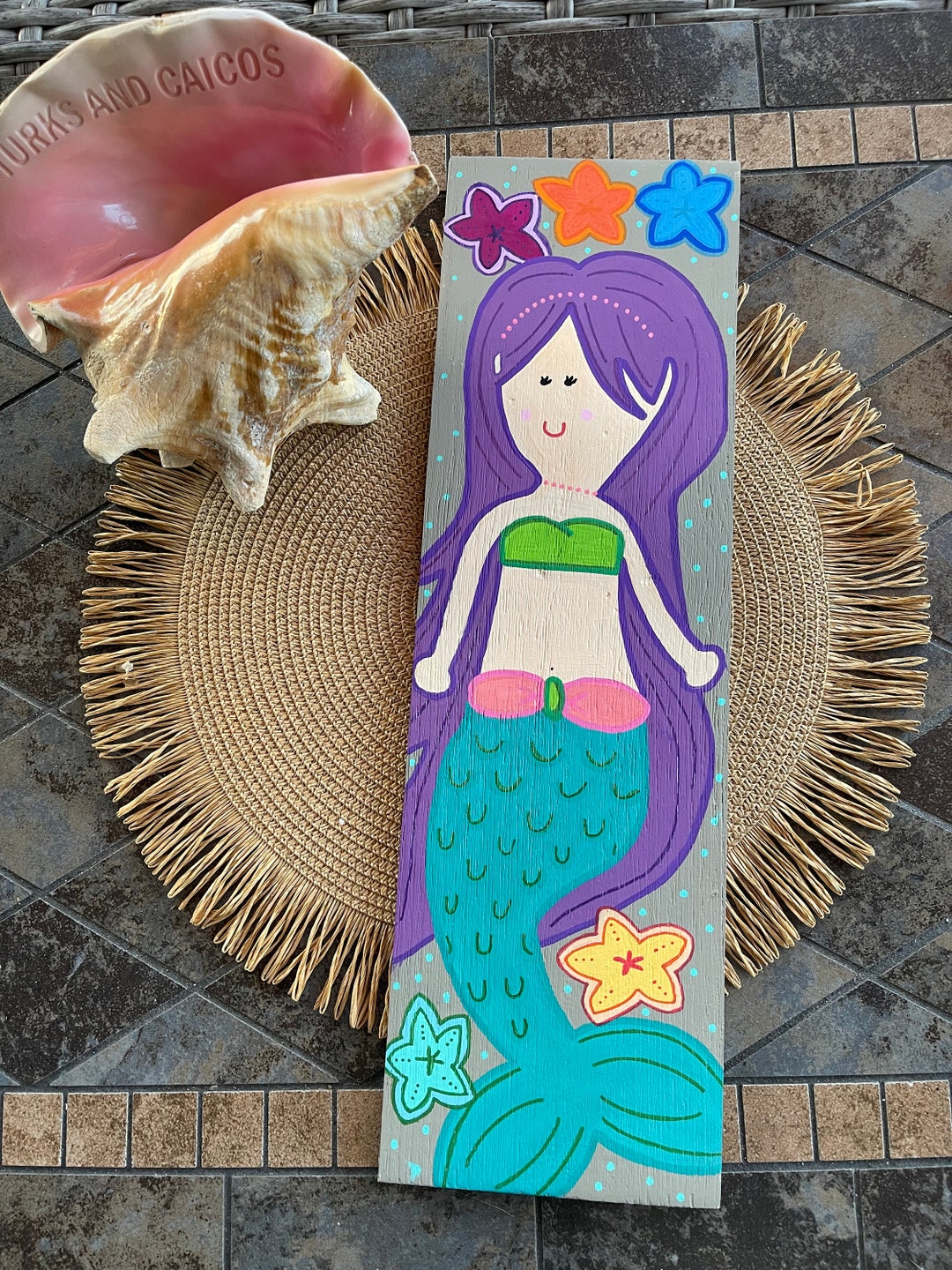 Painted Plank - Mermazing | Repurposed Wood | Wall Hanging | Coastal ...