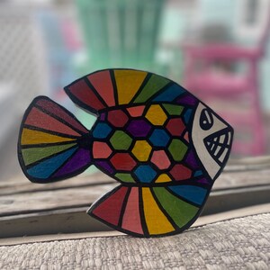 Painted Wooden Fish, Painted Fish, Fish Art, Beach Decor, Coastal Decor ...