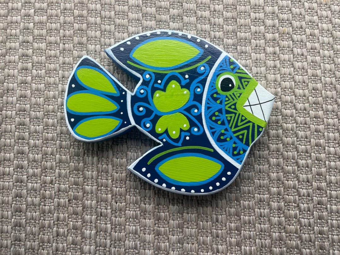 Painted Wooden Fish, Painted Fish, Fish Art, Beach Decor, Coastal Decor ...