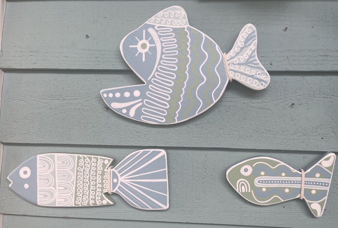 Painted Wooden Fish, Painted Fish, Fish Art, Beach Decor, Coastal Decor ...