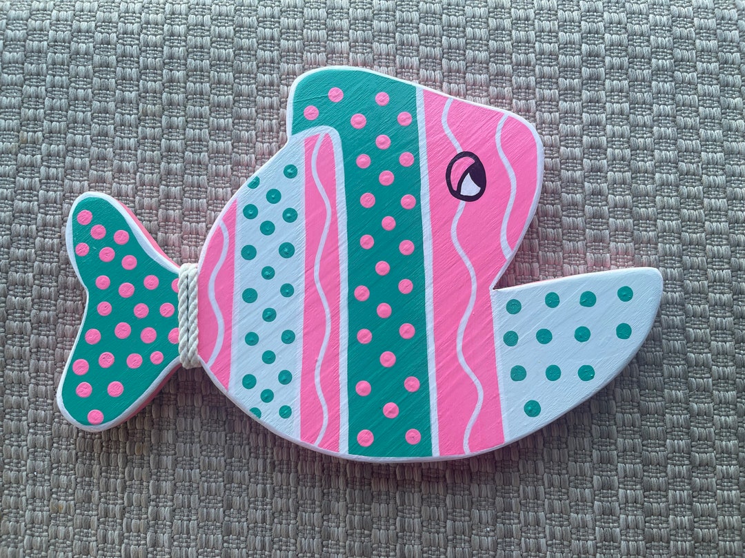 Painted Wooden Fish, Painted Fish, Fish Art, Beach Decor, Coastal Decor ...