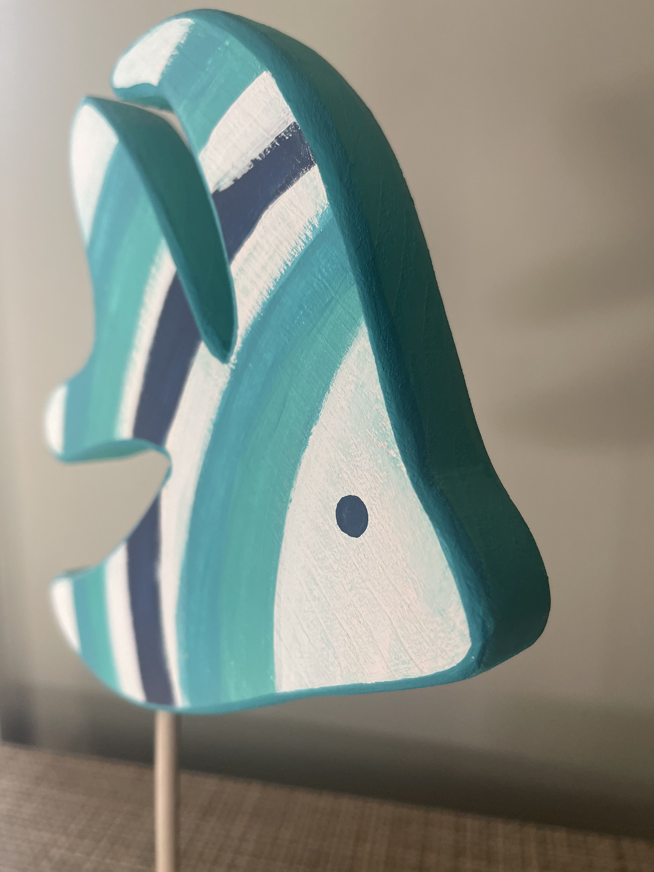 Tabletop Fish Art Painted Wooden Fish Home Decor Fish on a Stick Small ...