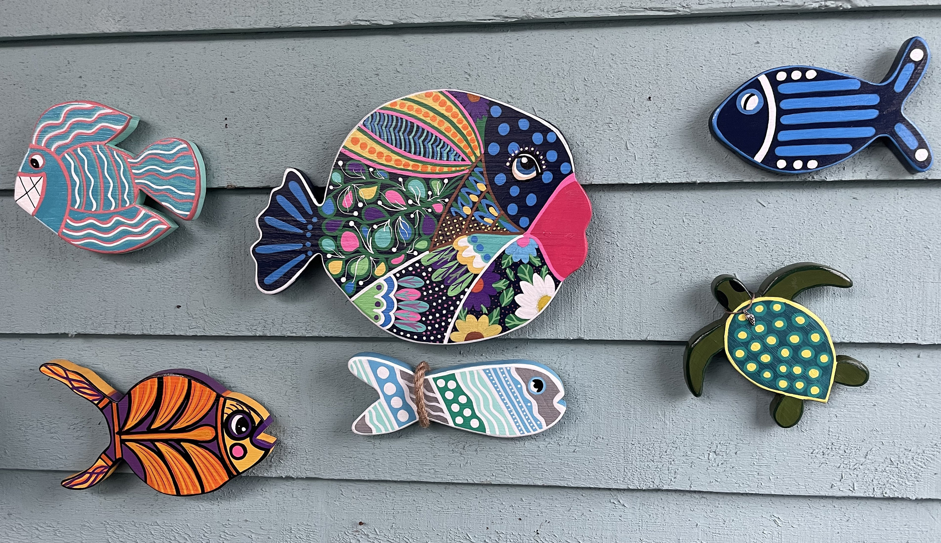 Painted Wooden Fish, Painted Fish, Fish Art, Beach Decor, Coastal Decor ...