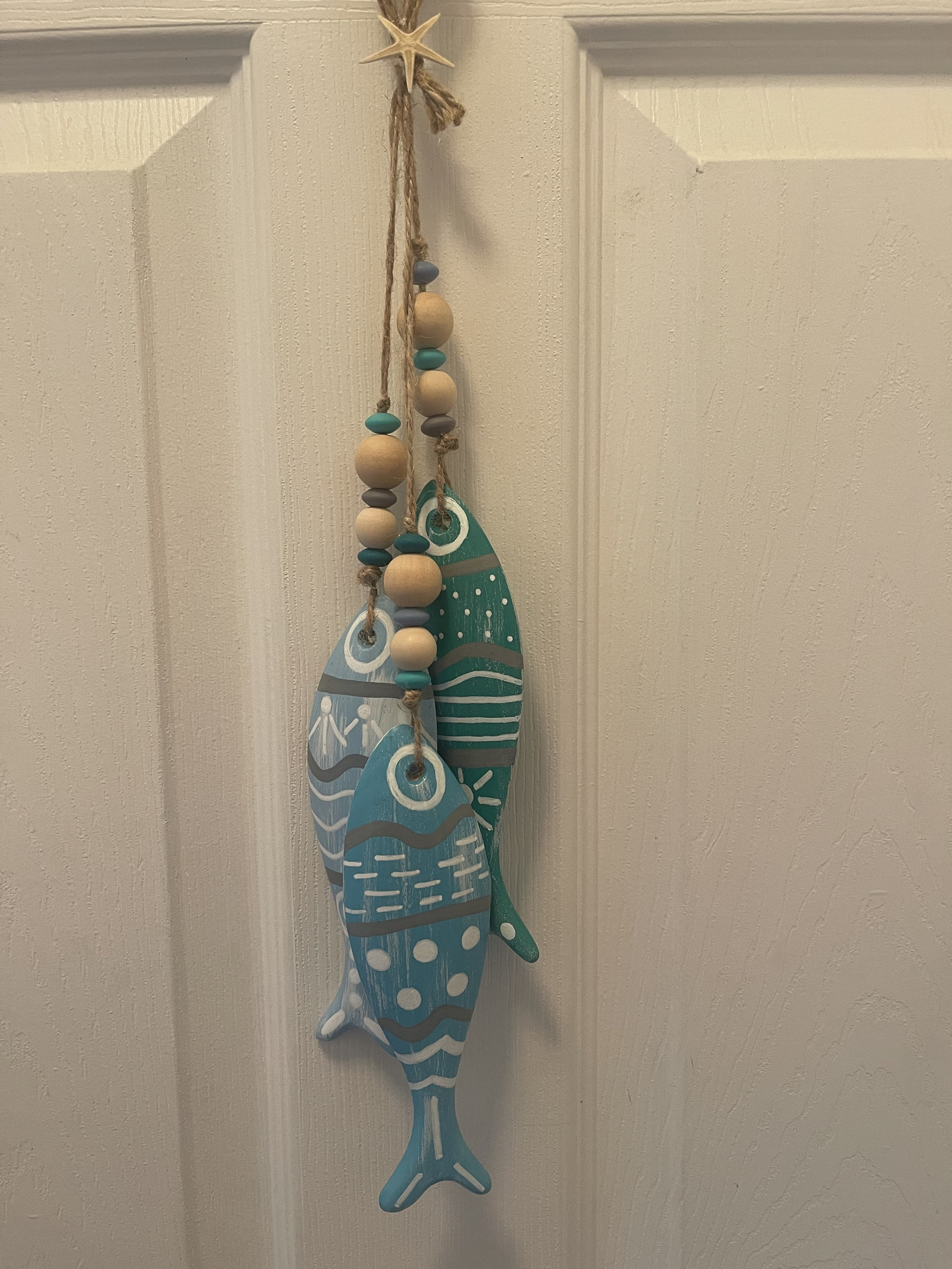 Triple Fish Decor Hanger Wall Hanging Coastal Decor Painted Fish Beach ...