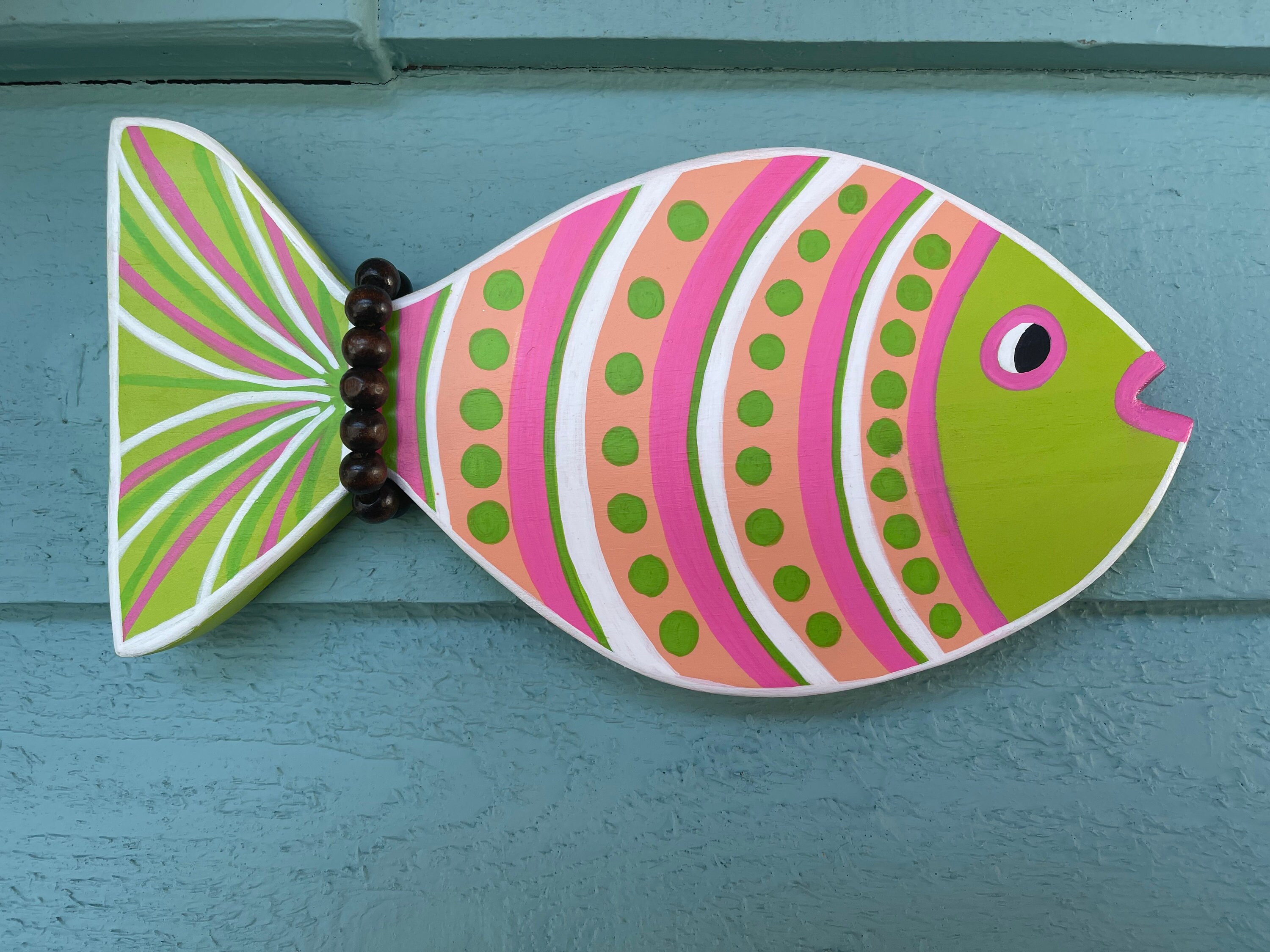 CANDICE Wooden Painted Coastal Fish Art Wood Art Painted - Etsy