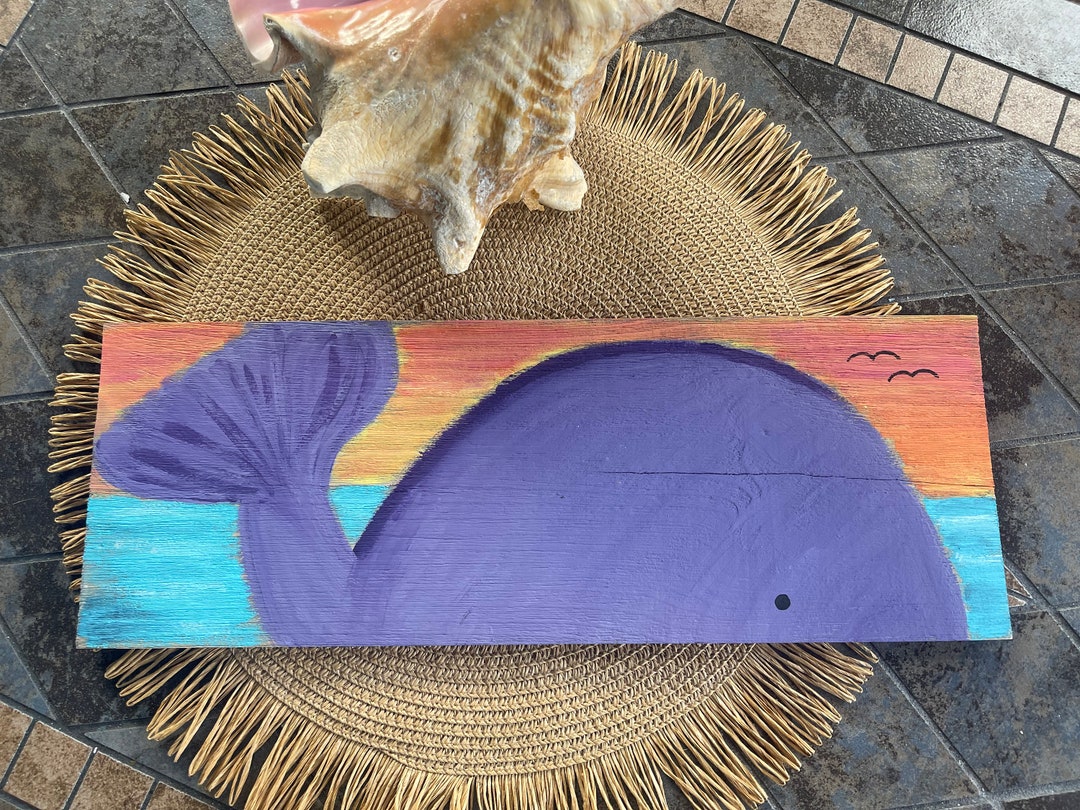 Painted Plank - Whale | Repurposed Wood | Wall Hanging | Coastal Decor ...