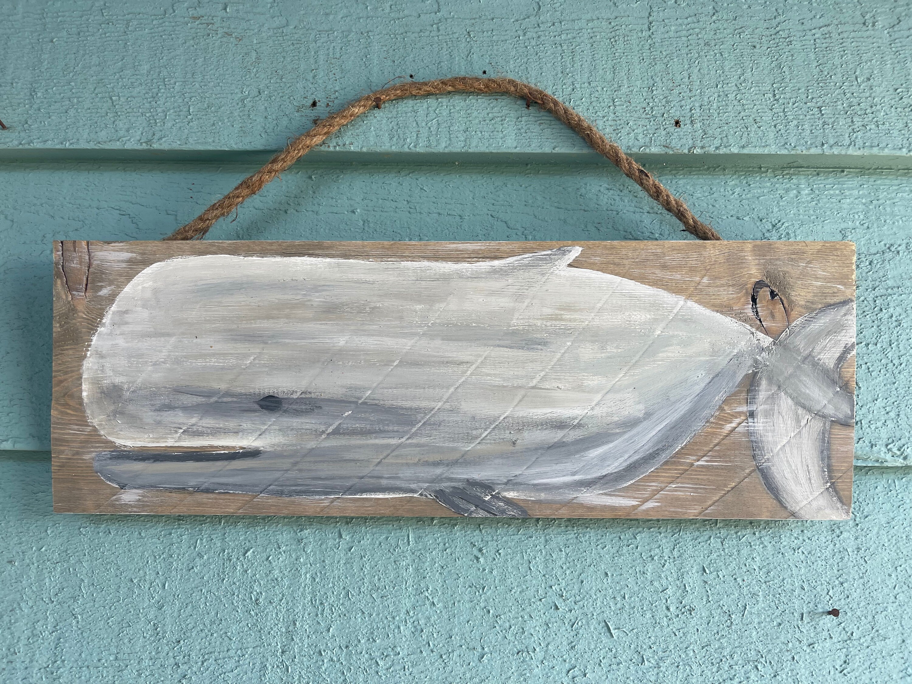 Painted Plank Blue Whale Repurposed Wood Wall Hanging - Etsy