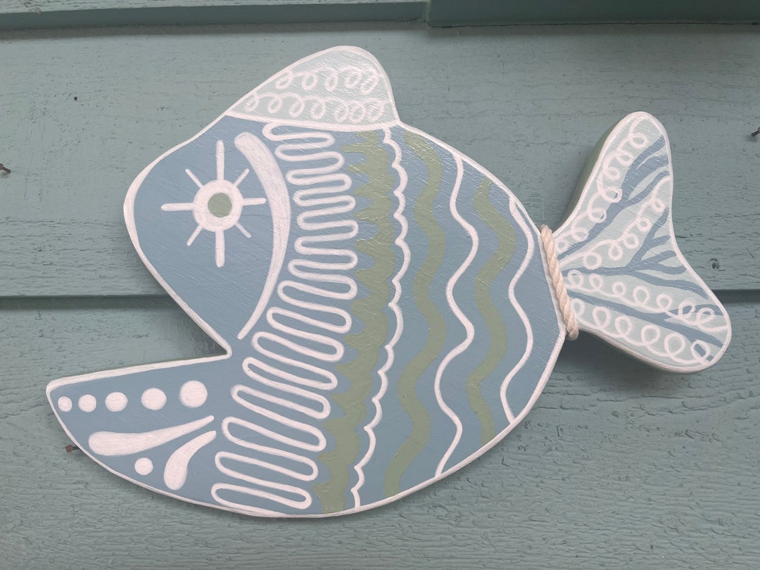 Painted Wooden Fish, Painted Fish, Fish Art, Beach Decor, Coastal Decor ...