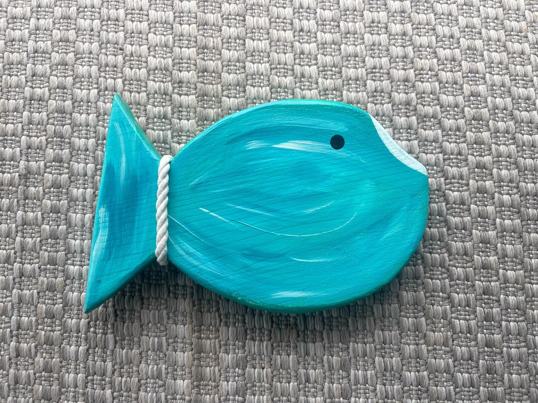 Fish Art, Painted Wooden Fish, Painted Fish, Beach Decor, Coastal ...