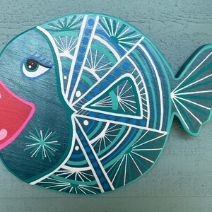Wooden Painted Coastal Fish Art | Wood Art | Painted Fish | Home Decor ...
