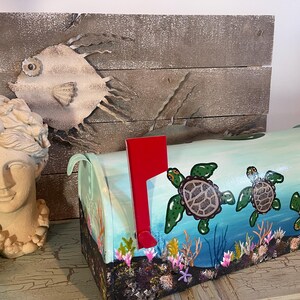 Hand-painted Sea Turtle Mailbox | Coastal Home Decor - Etsy