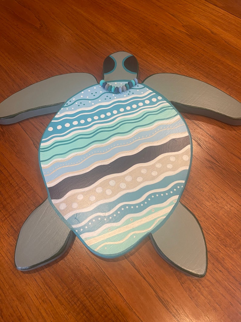 Wooden Painted Coastal Sea Turtle Art Wooden Sea Turtle Art Coastal ...