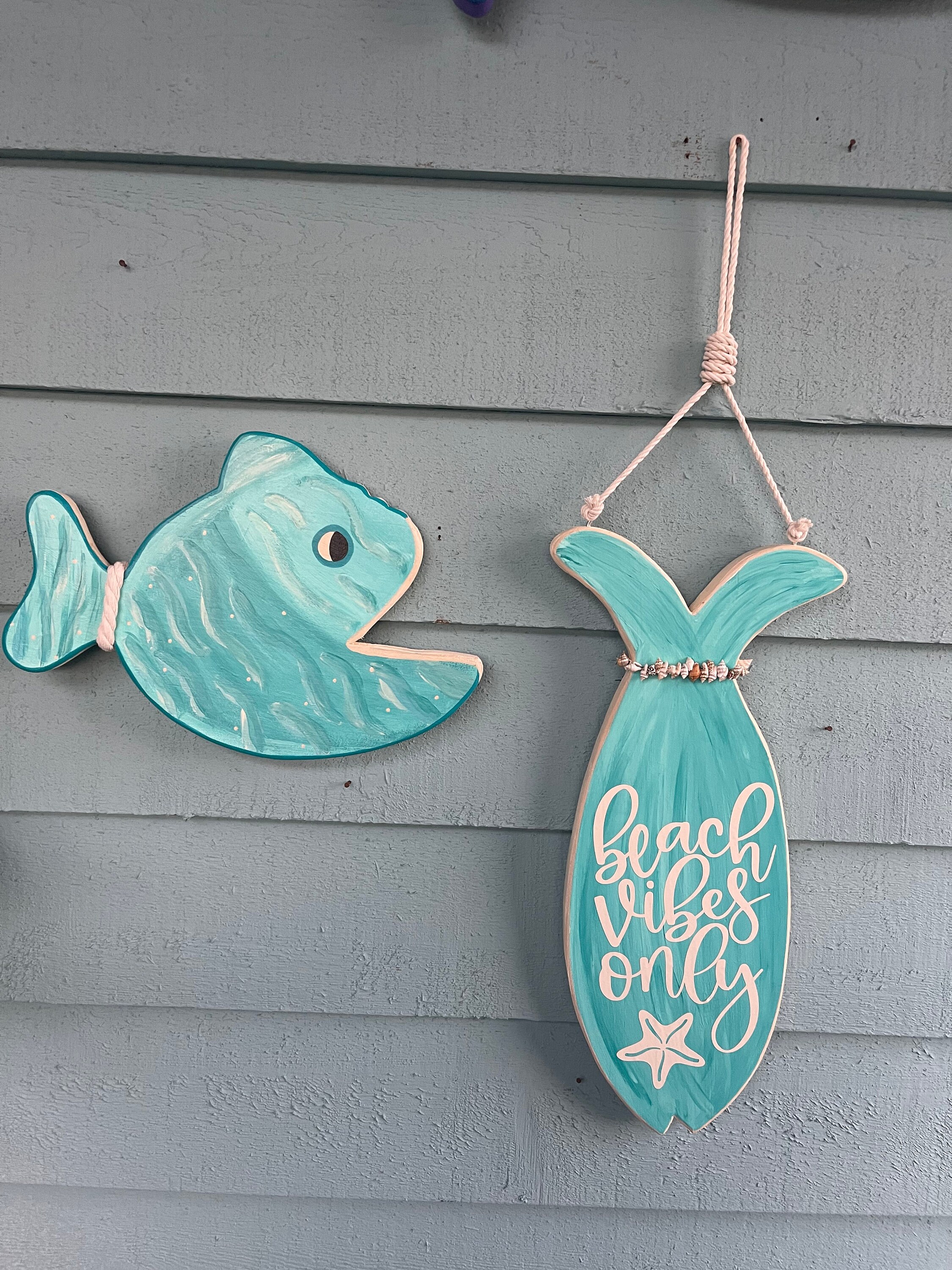 Door/wall Decor Beach Vibes Only Wooden Painted Coastal - Etsy