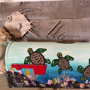 Hand-painted Sea Turtle Mailbox | Coastal Home Decor - Etsy
