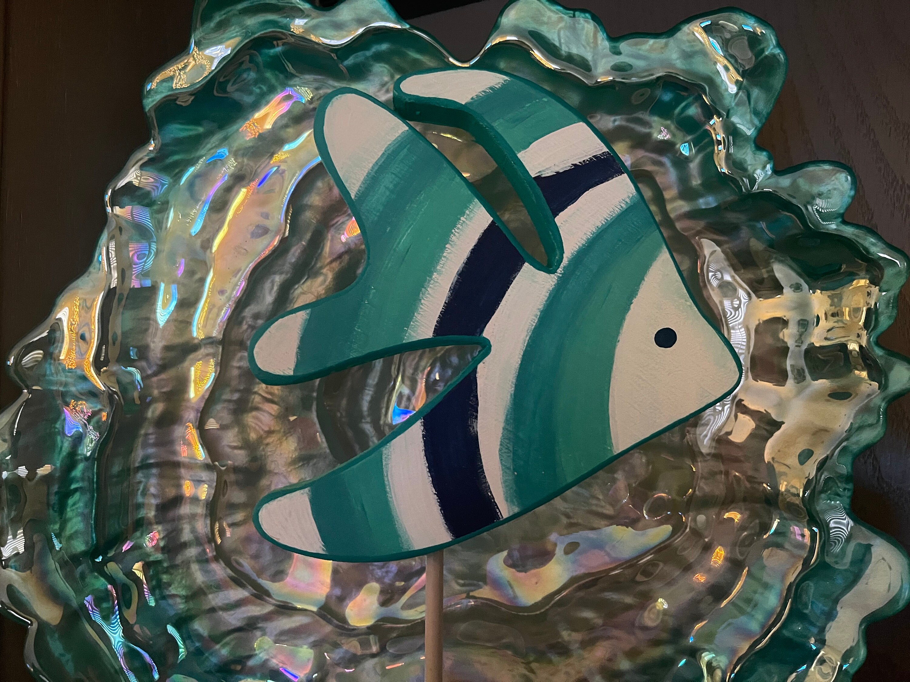 Tabletop Fish Art Painted Wooden Fish Home Decor Fish on a Stick Small ...