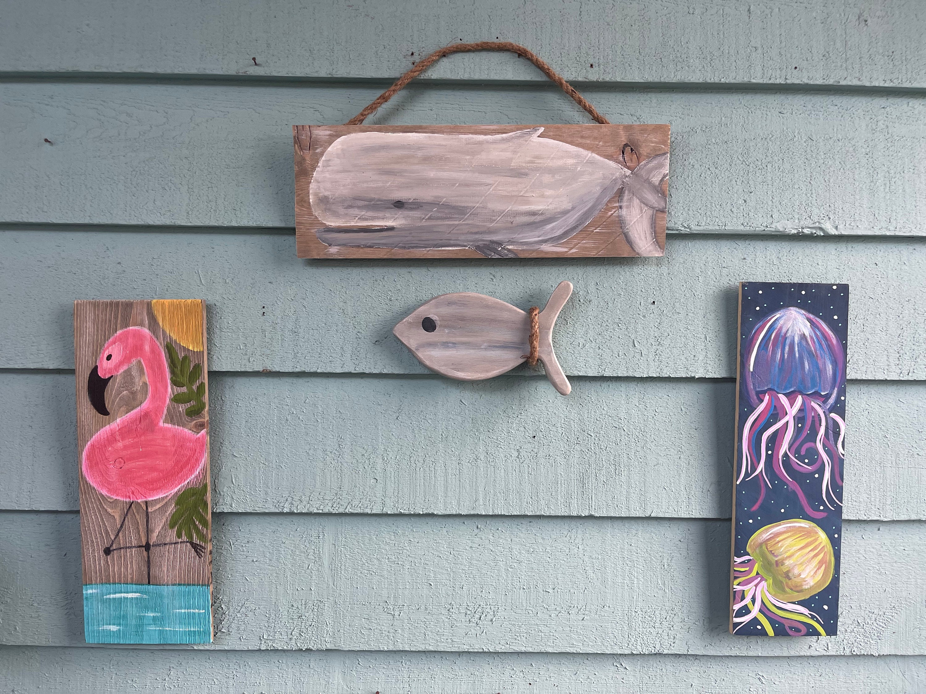 Painted Plank Blue Whale Repurposed Wood Wall Hanging - Etsy