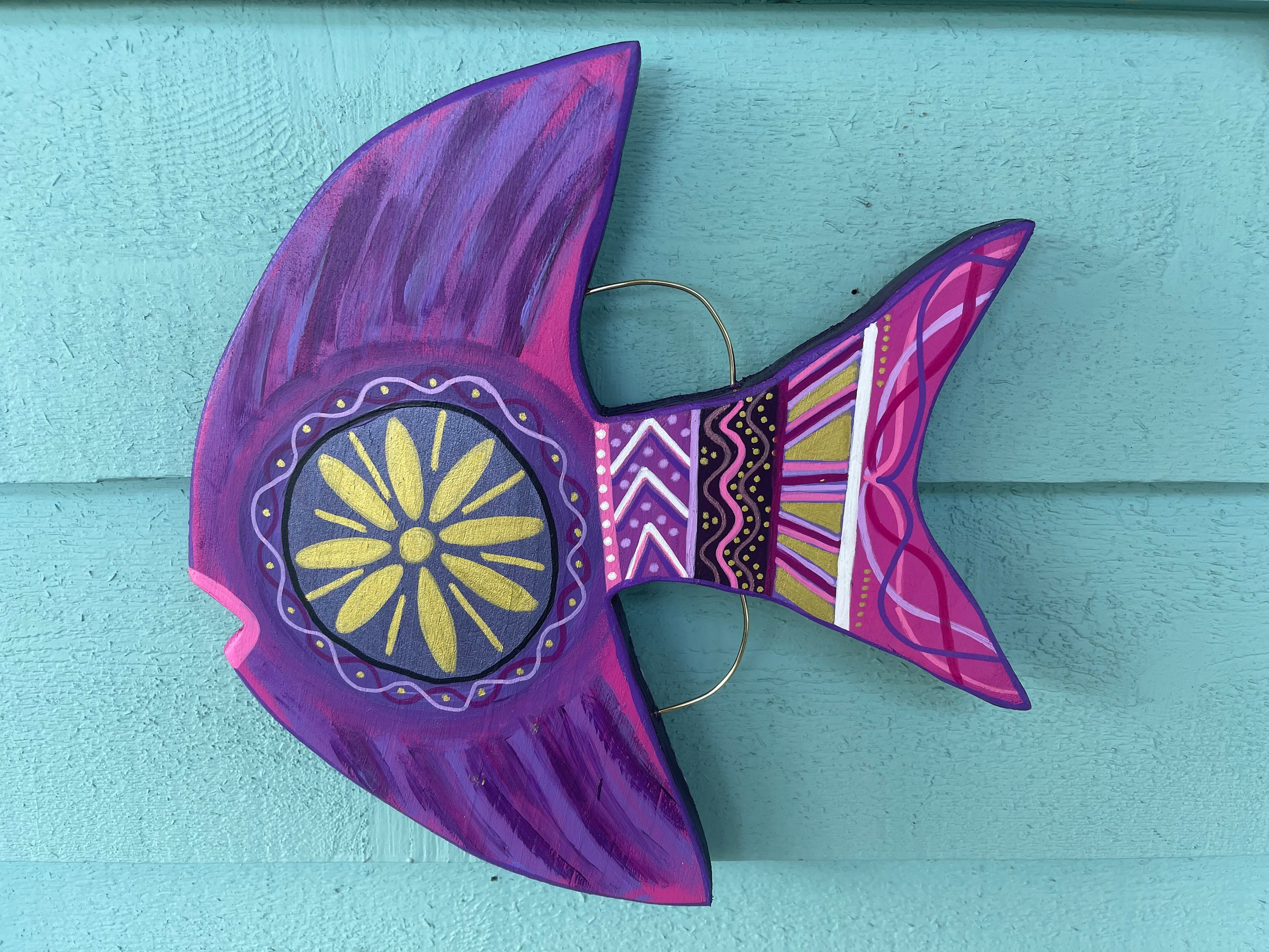 Painted Wooden Fish Painted Fish Fish Art Beach Decor - Etsy