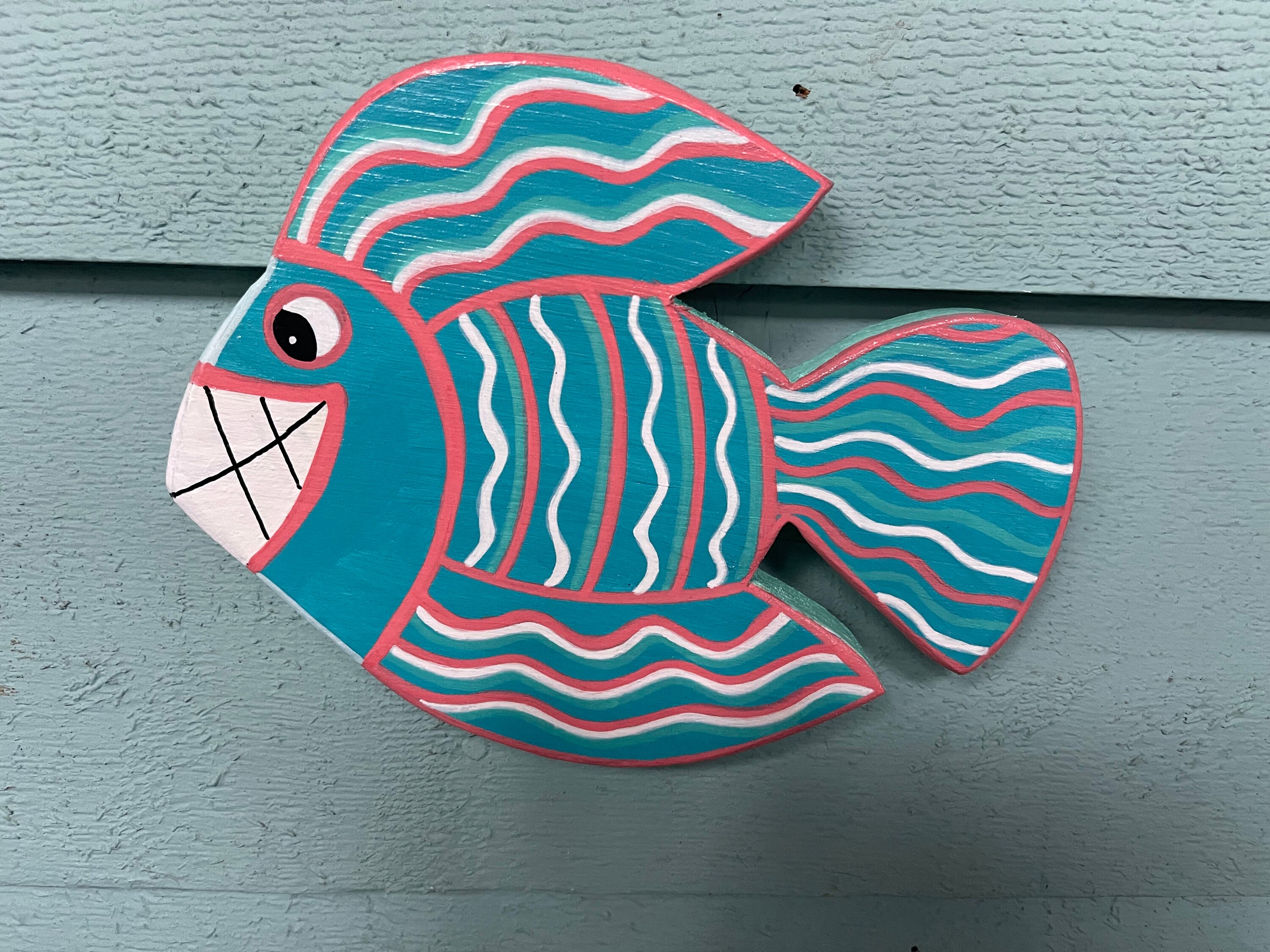 Painted Wooden Fish, Painted Fish, Fish Art, Beach Decor, Coastal Decor ...