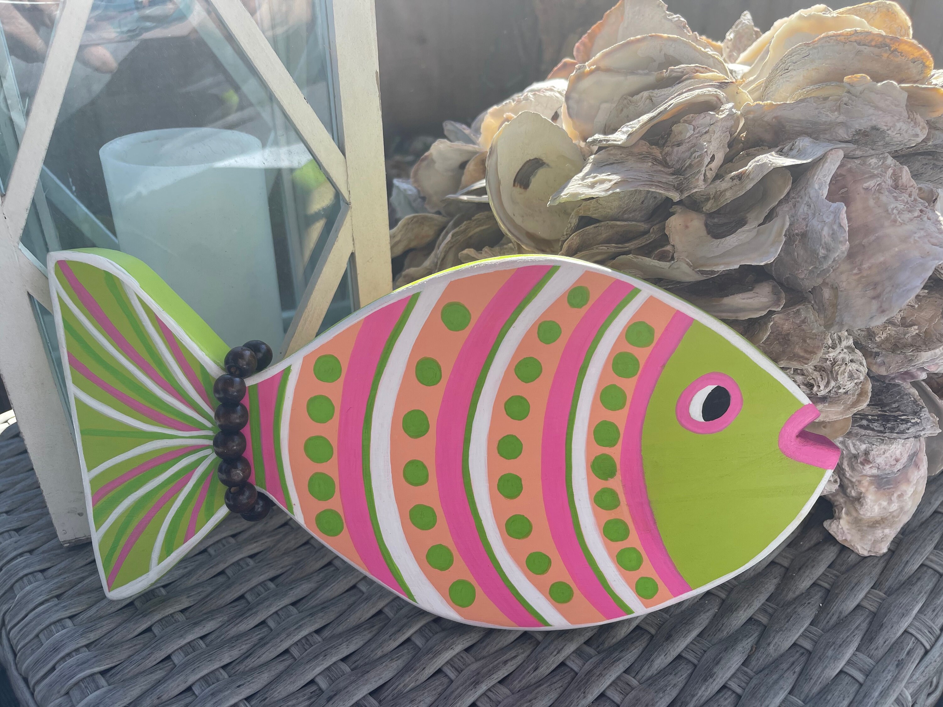 CANDICE Wooden Painted Coastal Fish Art Wood Art Painted - Etsy