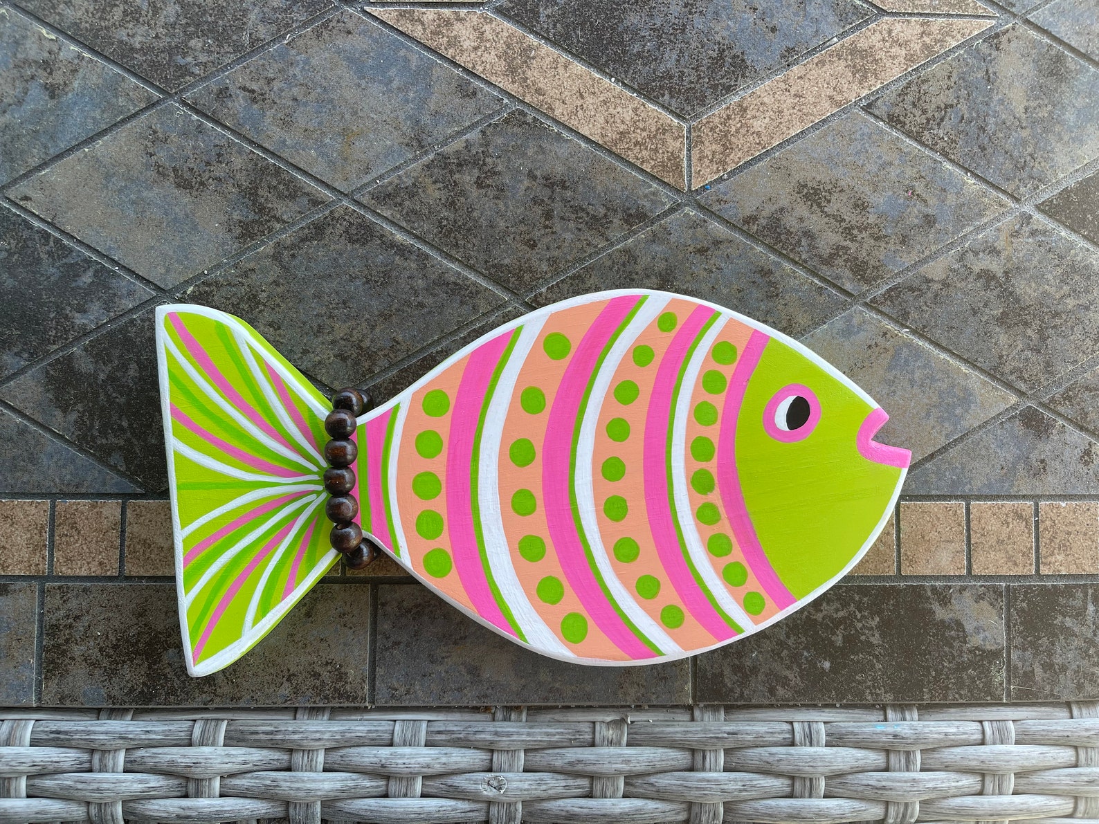 CANDICE Wooden Painted Coastal Fish Art Wood Art Painted - Etsy