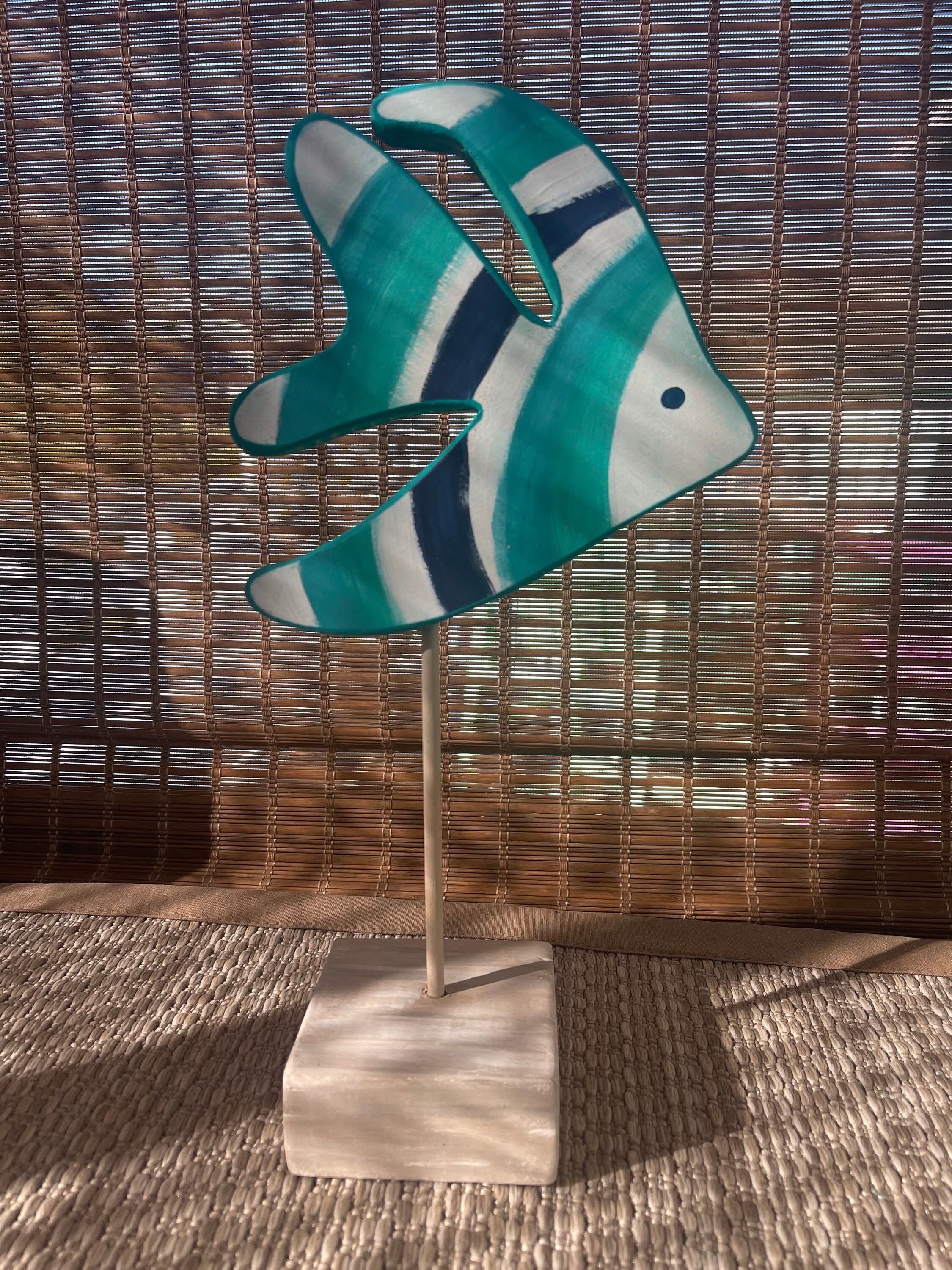 Tabletop Fish Art Painted Wooden Fish Home Decor Fish on a Stick Small ...