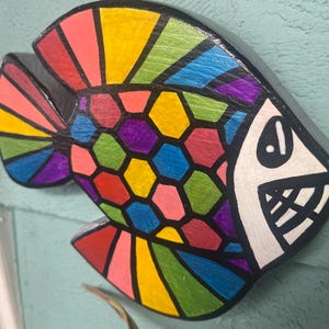 Painted Wooden Fish, Painted Fish, Fish Art, Beach Decor, Coastal Decor ...