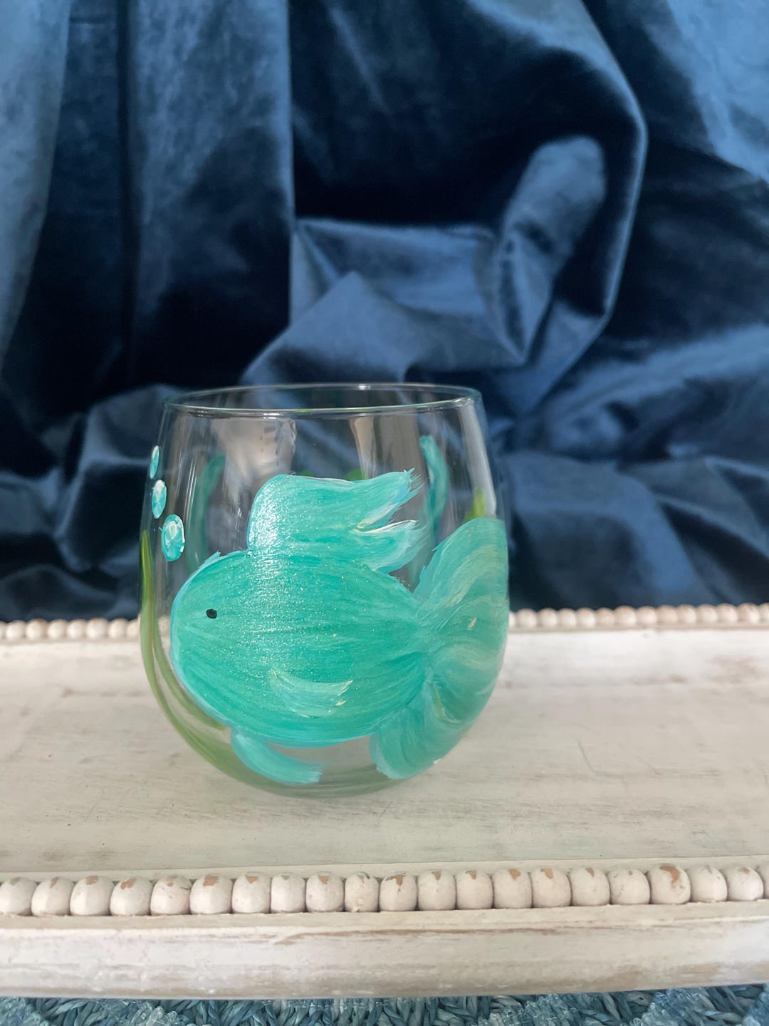 Hand Painted Coastal Wine Glasses, Fish Glasses, Painted Fish Glasses ...