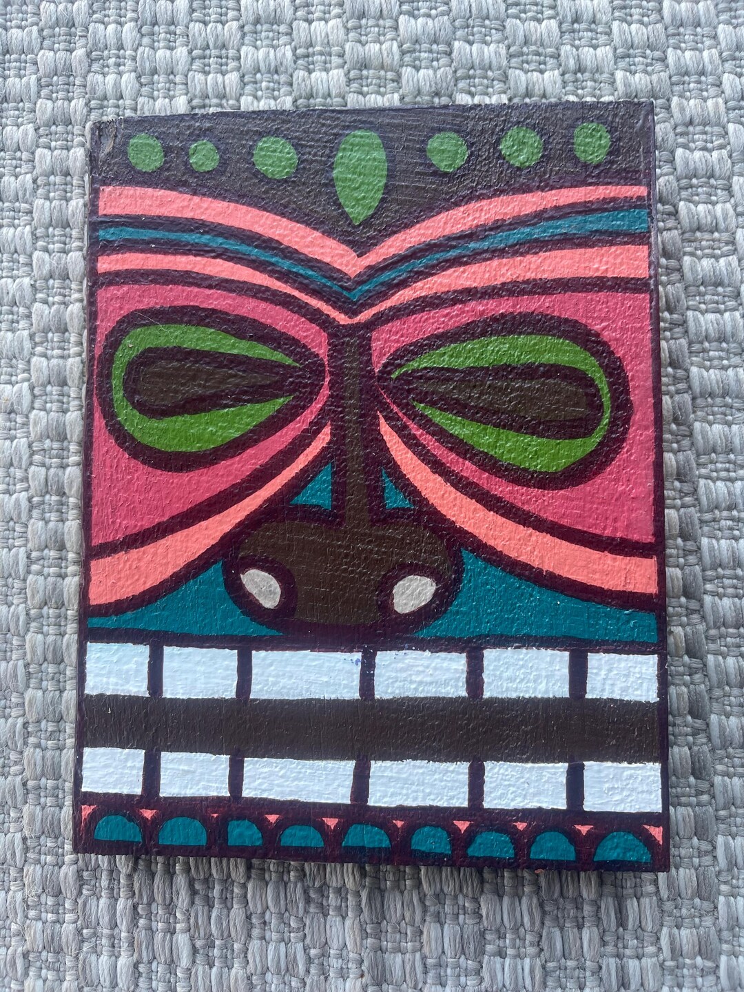 Hand Painted Tiki Mask Art: Upcycled Wood Tiki Bar Decor - Etsy