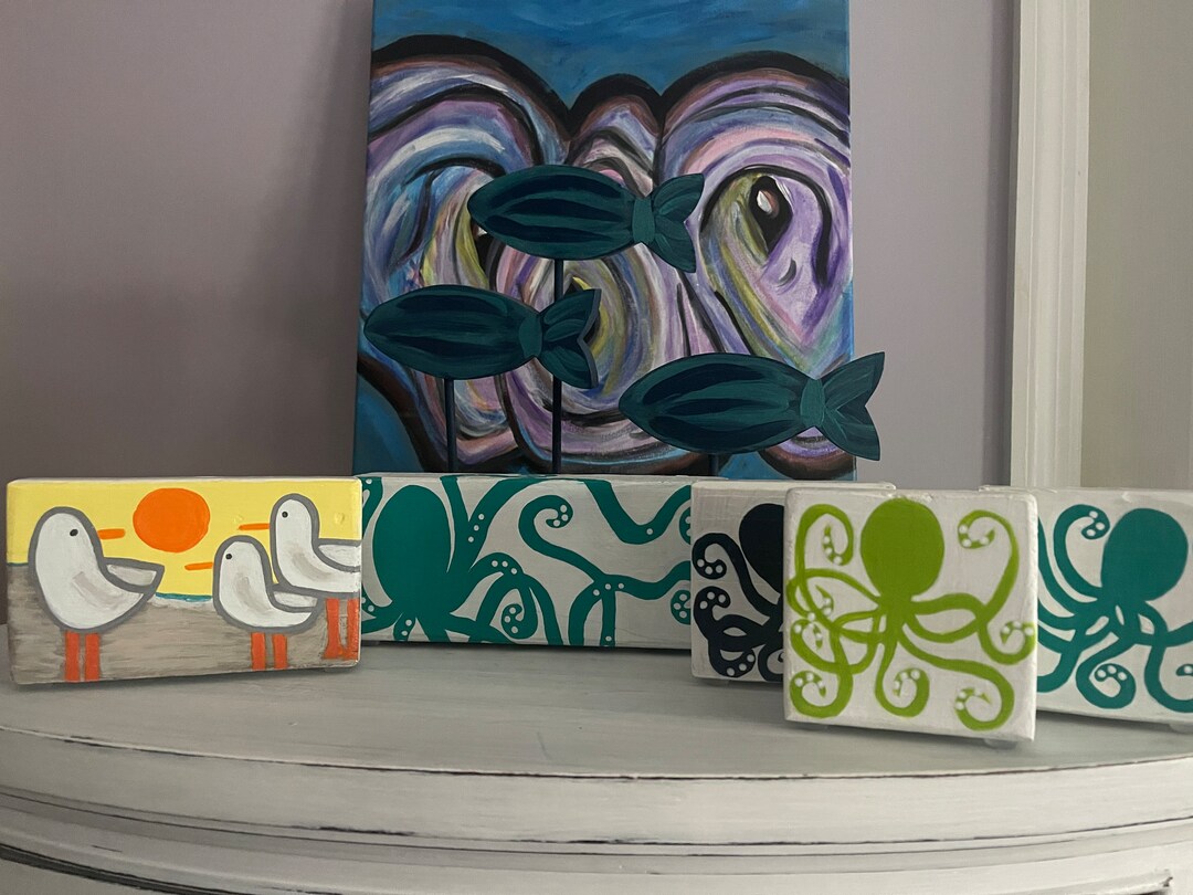 Repurposed Wooden Block Art / Home Decor / Coastal Decor - Etsy